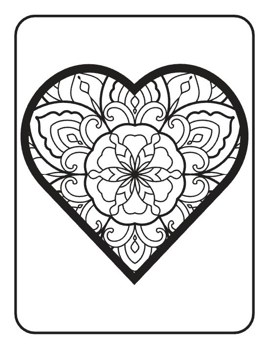 Mandala Hearts Adult Coloring Pages | Coloring Therapy