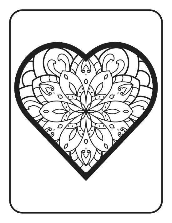 Mandala Hearts Adult Coloring Pages | Coloring Therapy