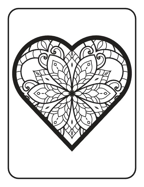 Mandala Hearts Adult Coloring Pages | Coloring Therapy